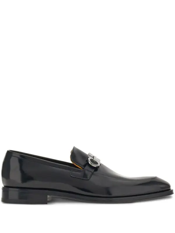 FERRAGAMO Gancini Leather Loafers - Black
