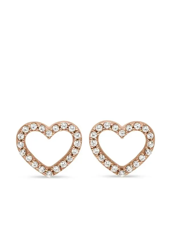 VEYNOU 14k Rose Gold Diamond Heart Stud Earrings - Pink