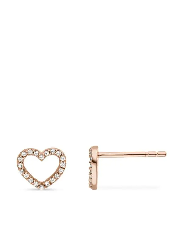 VEYNOU 14k Rose Gold Diamond Heart Stud Earrings