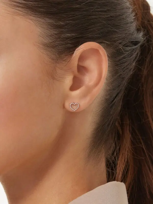 VEYNOU 14k Rose Gold Diamond Heart Stud Earrings