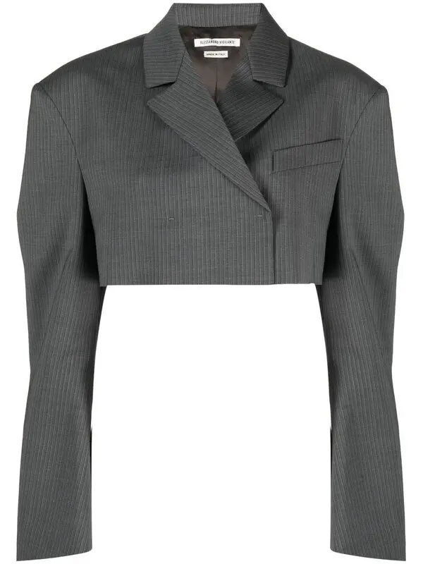 ALESSANDRO VIGILANTE Ribbed Cropped Blazer - Grey