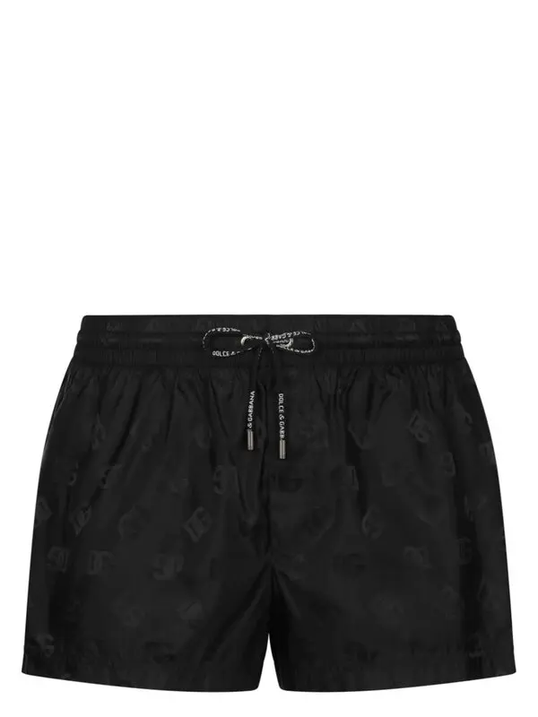 Dolce & Gabbana Dg Monogram-print Swim Shorts - Black