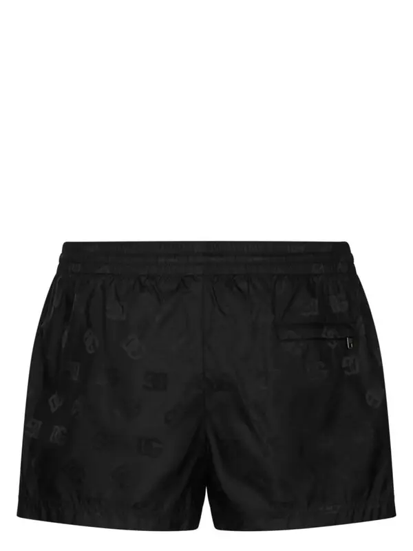 Dolce & Gabbana Dg Monogram-print Swim Shorts - Black