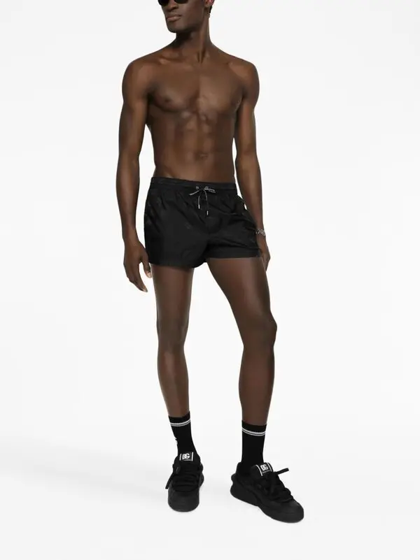 Dolce & Gabbana Dg Monogram-print Swim Shorts - Black