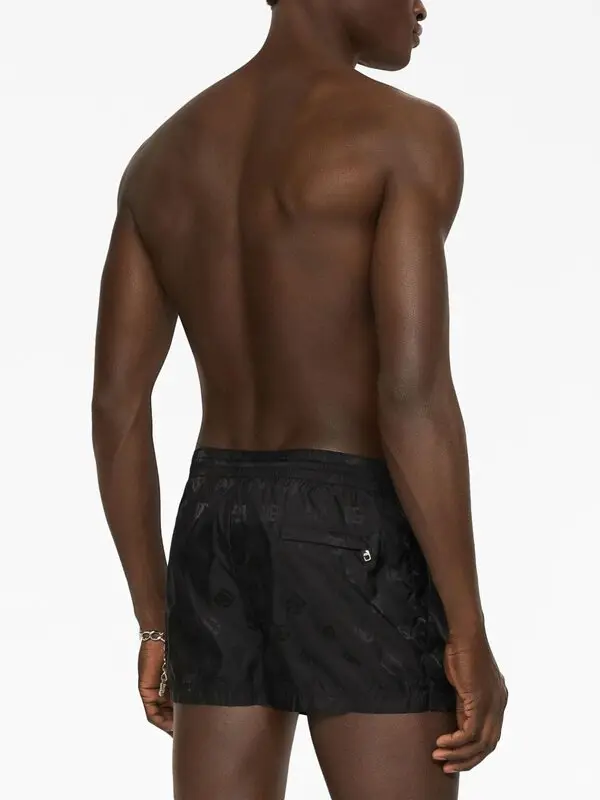 Dolce & Gabbana Dg Monogram-print Swim Shorts - Black