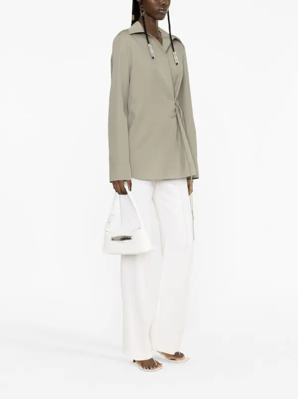 JIL SANDER Self-tie Wool Shirt - Green
