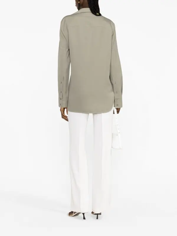 JIL SANDER Self-tie Wool Shirt - Green