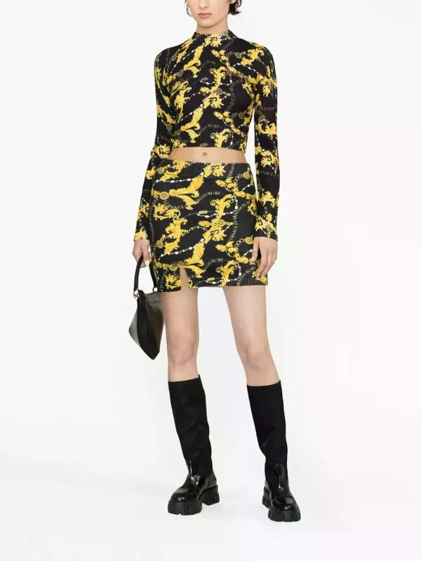 Versace Chain Couture-print Cropped Jumper