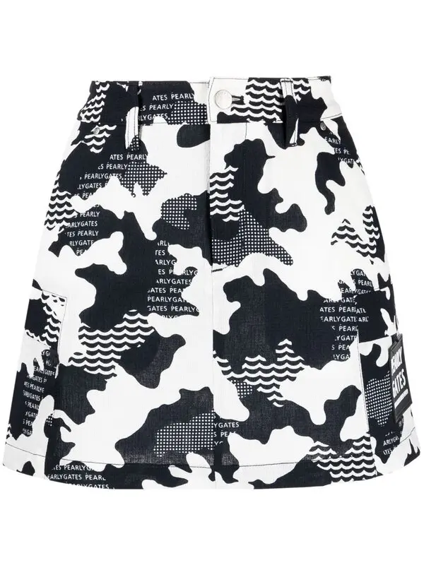 PEARLY GATES Camouflage-print Mini Skirt - Black
