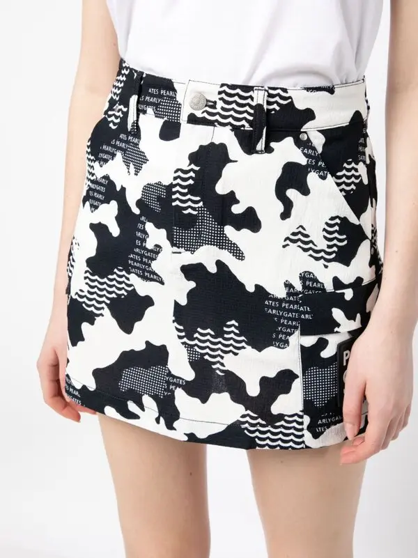 PEARLY GATES Camouflage-print Mini Skirt - Black