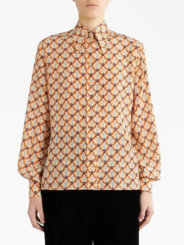 Etro Floral-print Silk Shirt - Brown