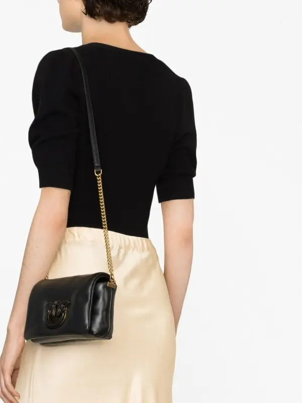 Pinko Love Click Puff Leather Shoulder Bag