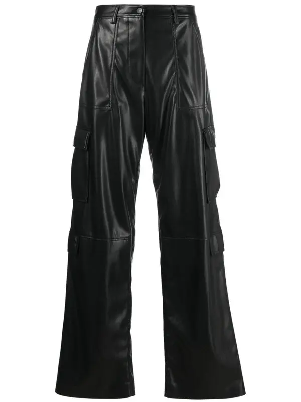 MSGM Faux-leather Cargo Trousers - Black