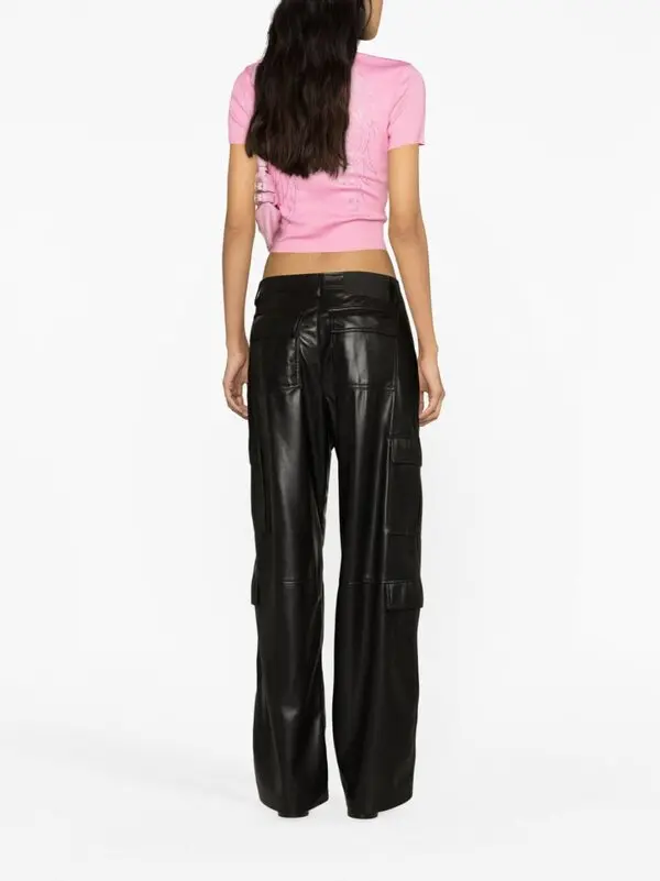 MSGM Faux-leather Cargo Trousers - Black