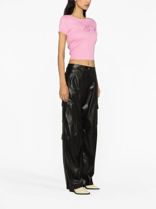 MSGM Faux-leather Cargo Trousers - Black