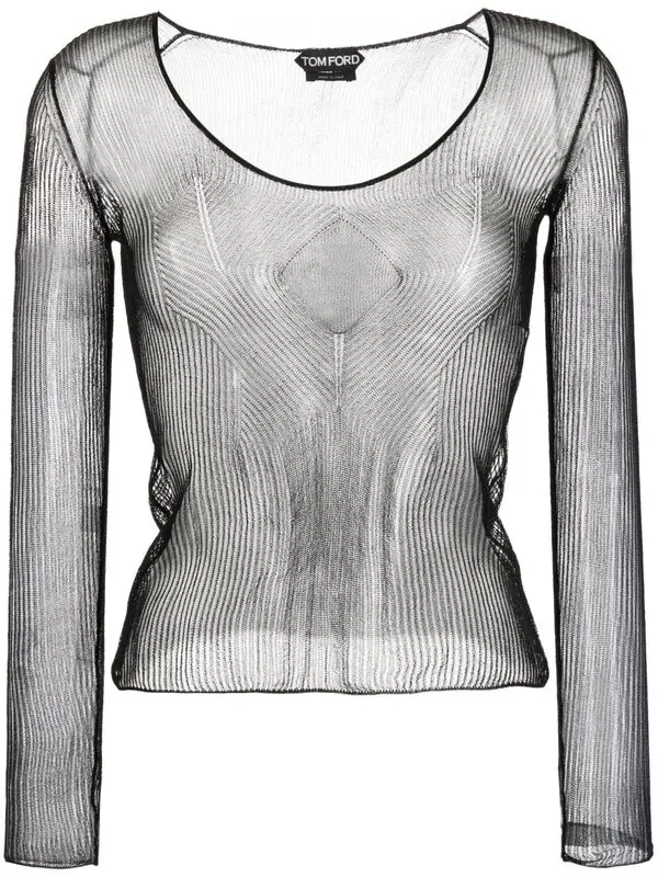 TOM FORD Sheer Ribbed Jersey Top