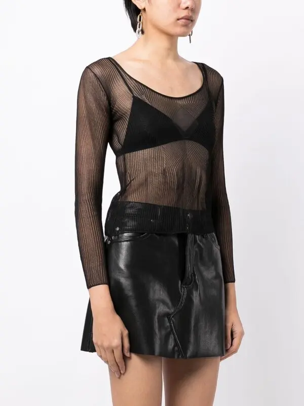 TOM FORD Sheer Ribbed Jersey Top