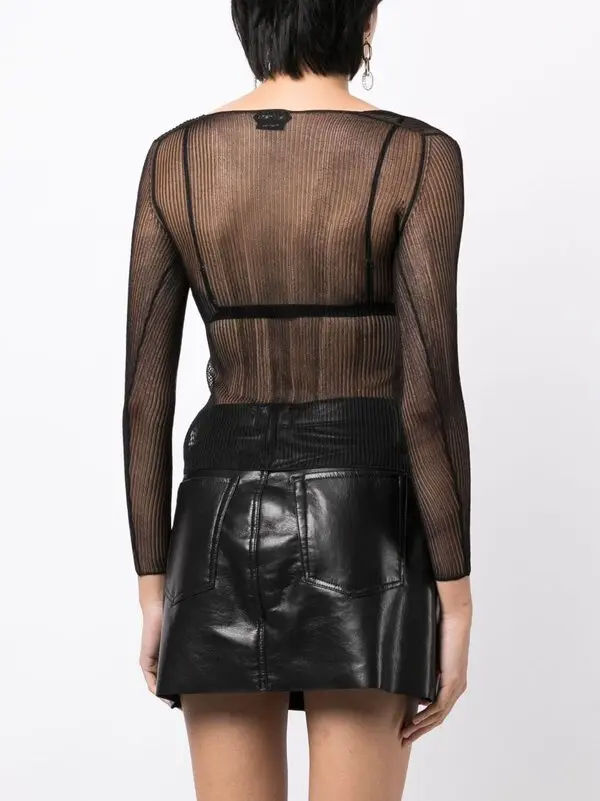 TOM FORD Sheer Ribbed Jersey Top