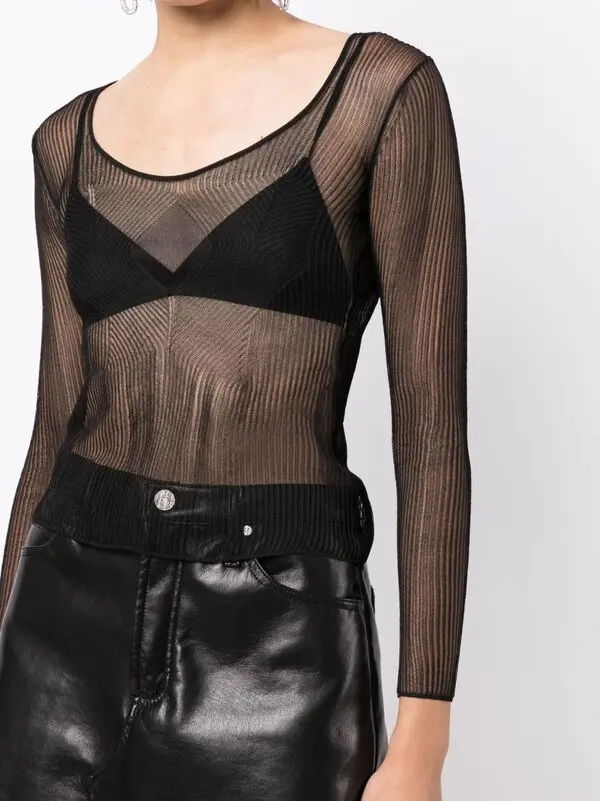 TOM FORD Sheer Ribbed Jersey Top