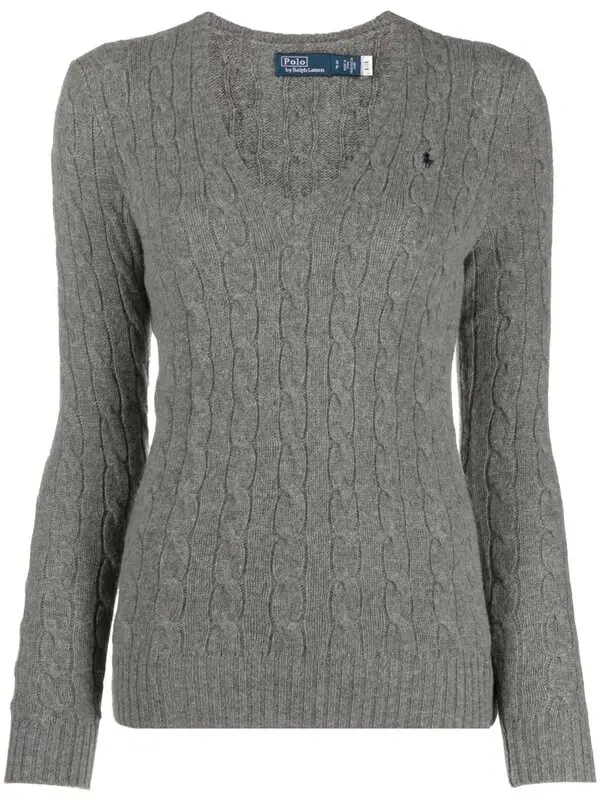 Polo Ralph Lauren Pony-motif Cable-knit Jumper - Grey
