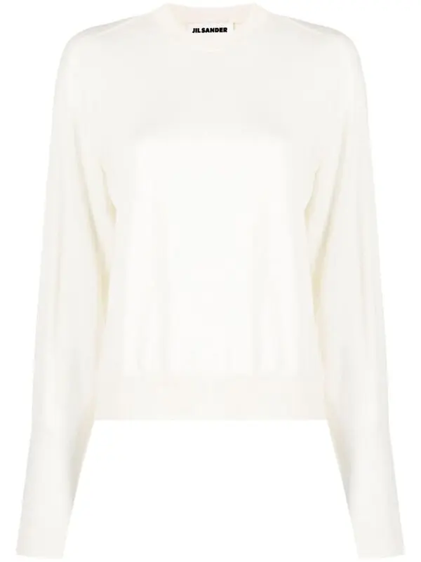 JIL SANDER Ribbed Crew Neck Jumper - White