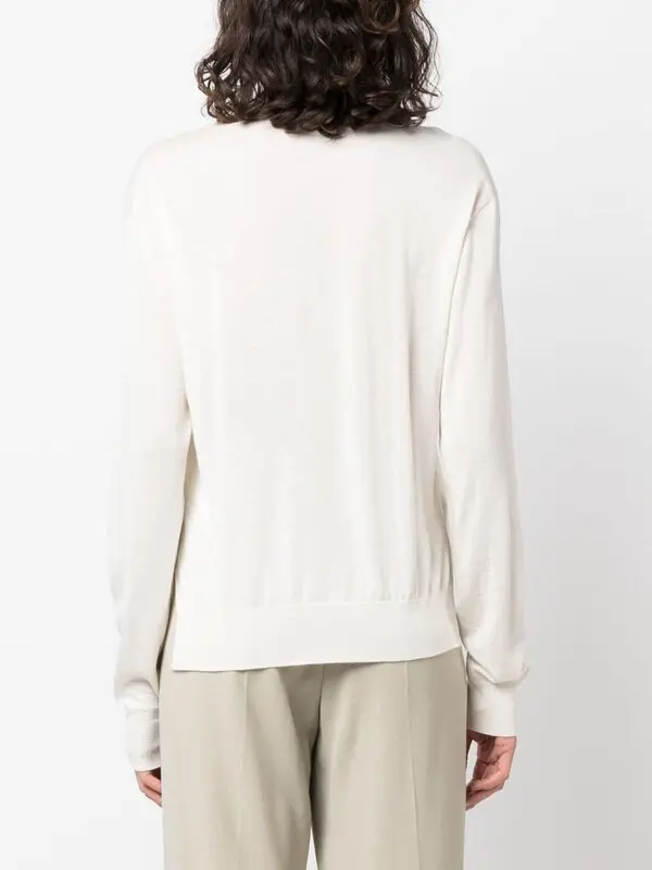 JIL SANDER Ribbed Crew Neck Jumper - White