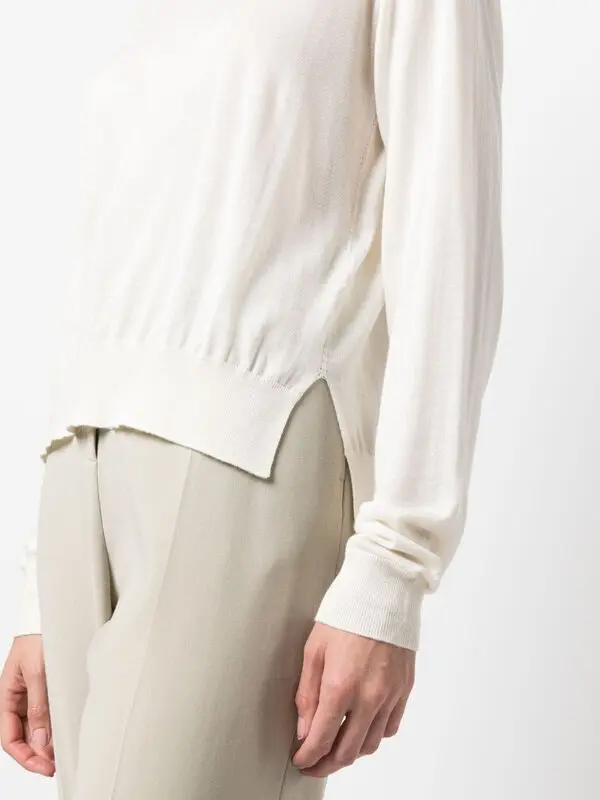 JIL SANDER Ribbed Crew Neck Jumper - White