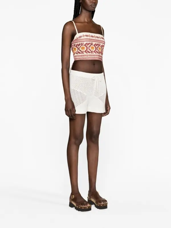 Zimmermann Raie Open-knit Shorts