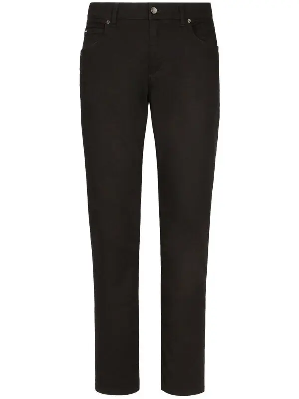 Dolce & Gabbana Logo-plaque Slim-fit Jeans - Black