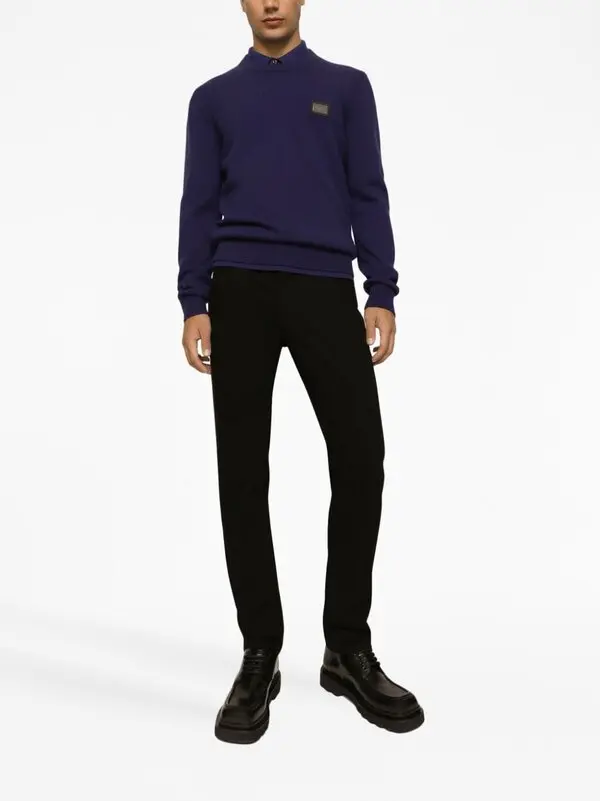 Dolce & Gabbana Logo-plaque Slim-fit Jeans - Black