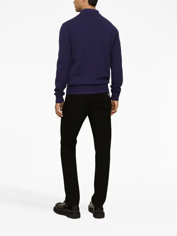 Dolce & Gabbana Logo-plaque Slim-fit Jeans - Black