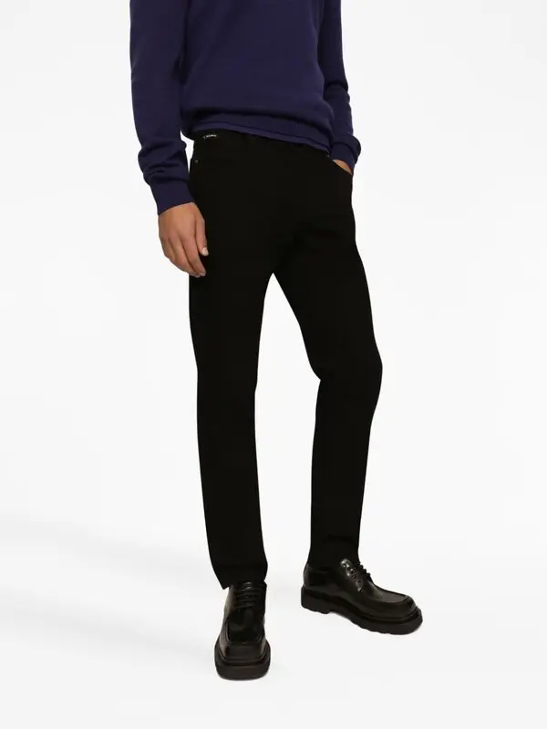 Dolce & Gabbana Logo-plaque Slim-fit Jeans - Black