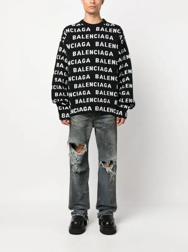 Balenciaga Intarsia-knit Logo Jumper