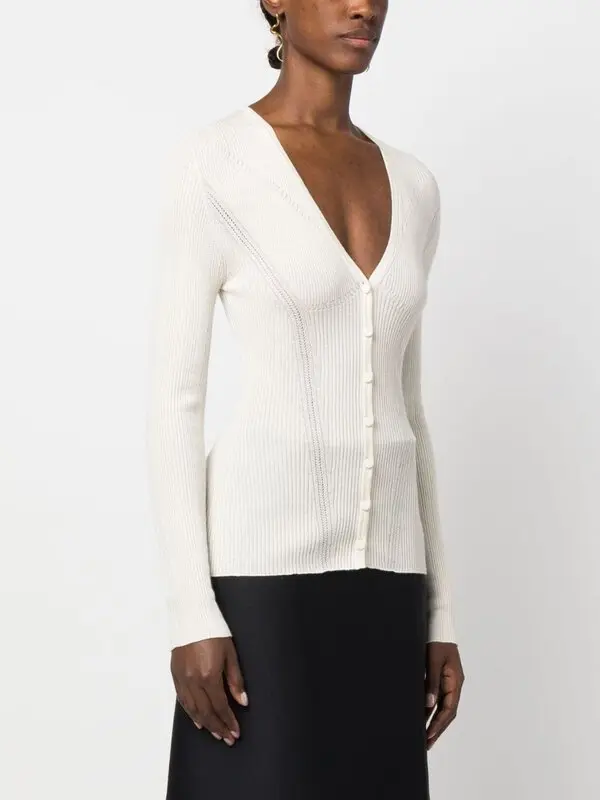 LANVIN Ribbed V-neck Cardigan