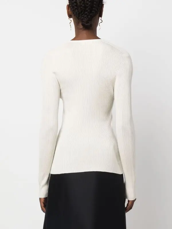 LANVIN Ribbed V-neck Cardigan