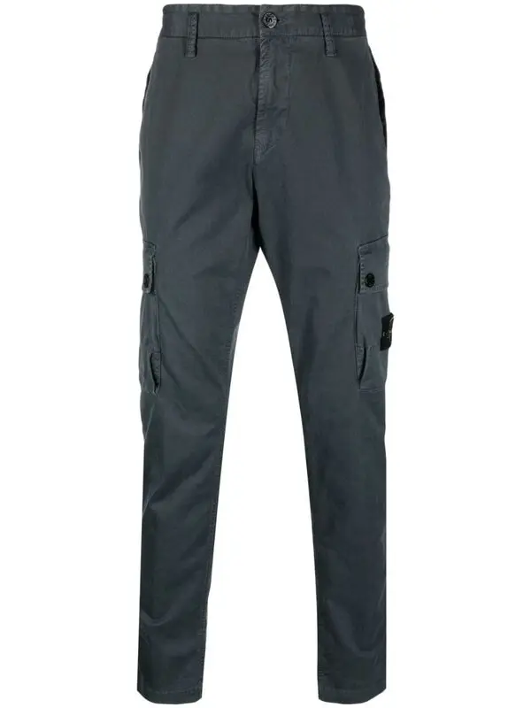 Stone Island Compass-patch Straight-leg Trousers - Grey
