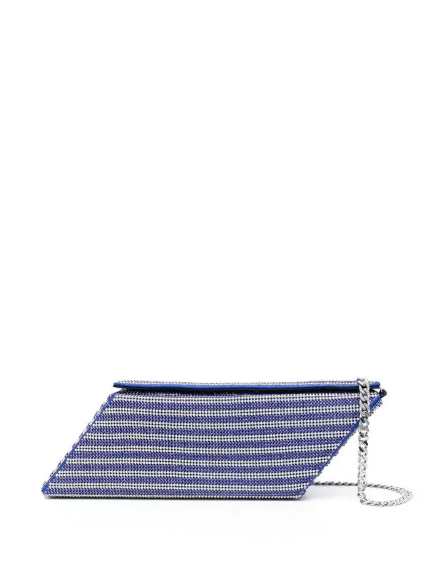 Kara Crystal Mesh Parallelogram Clutch - Blue