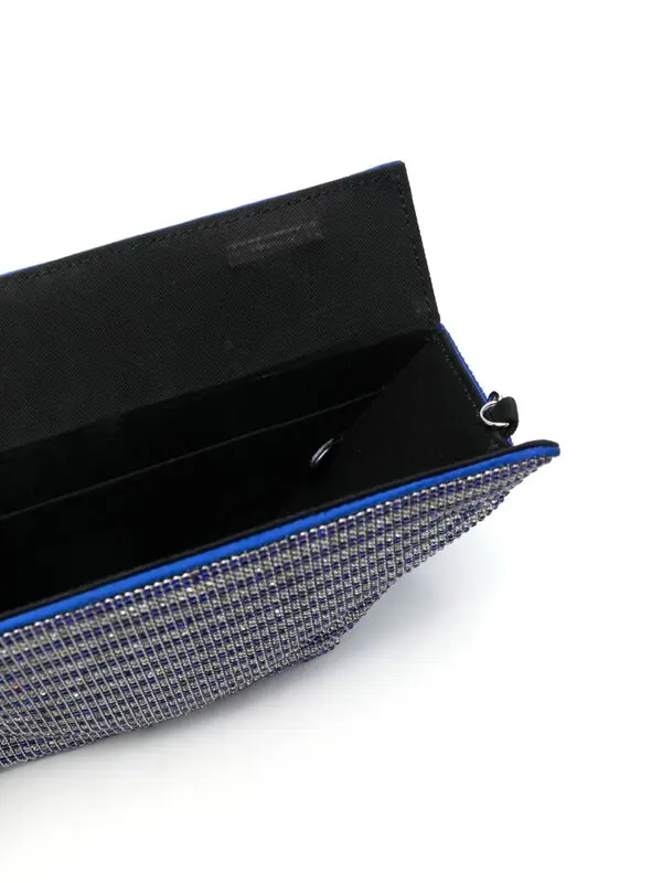 Kara Crystal Mesh Parallelogram Clutch - Blue