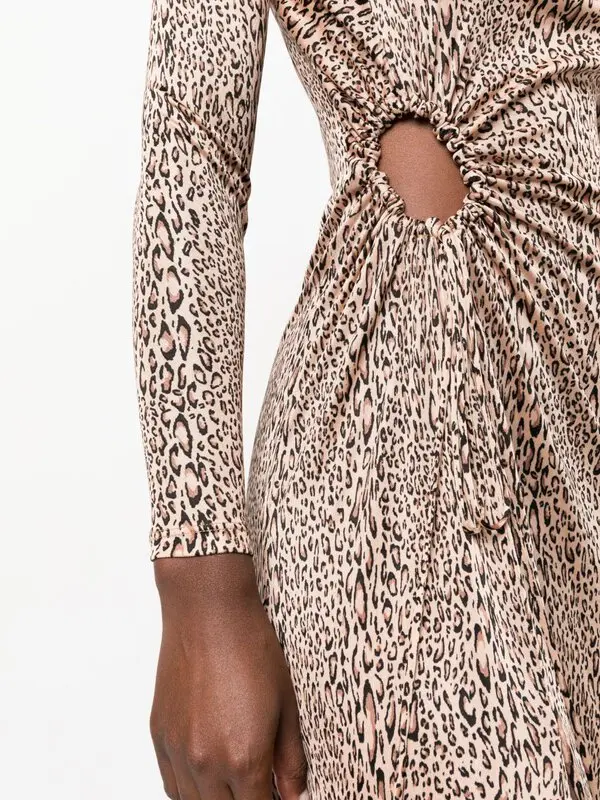 TWINSET Leopard-print Gathered Midi Dress