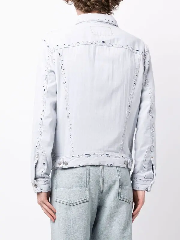 DIESEL® D-barcy Ripped Denim Jacket - Blue
