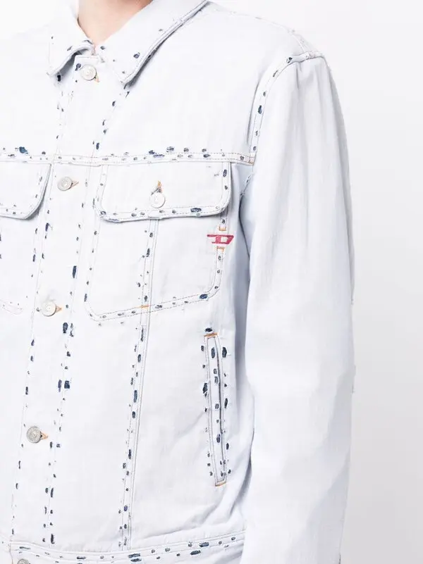 DIESEL® D-barcy Ripped Denim Jacket - Blue