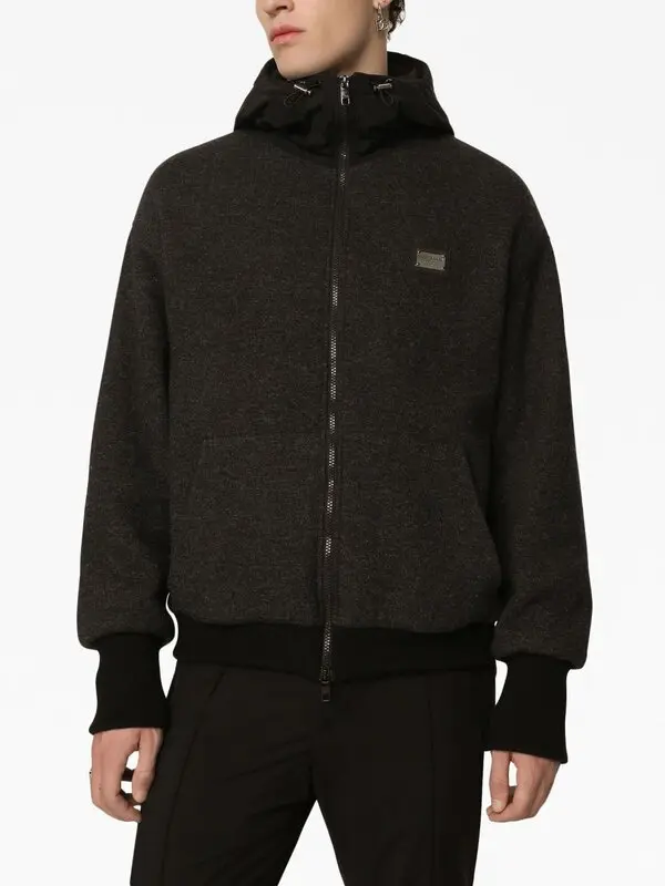 Dolce & Gabbana Hooded Zip-up Jacket - Black