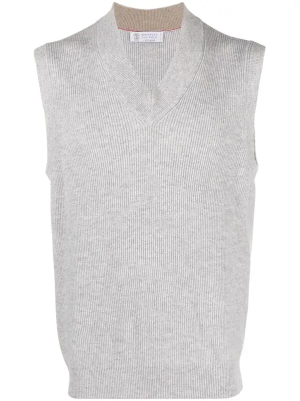 Brunello Cucinelli Cashmere Knitted Vest - Grey