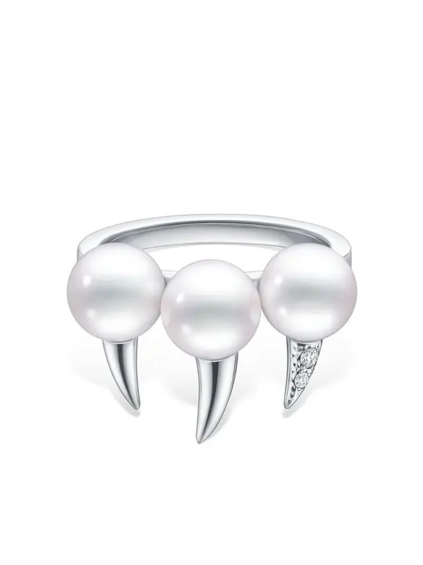 TASAKI 18kt White Gold Danger Fang Pearl And Diamond Ring - Silver