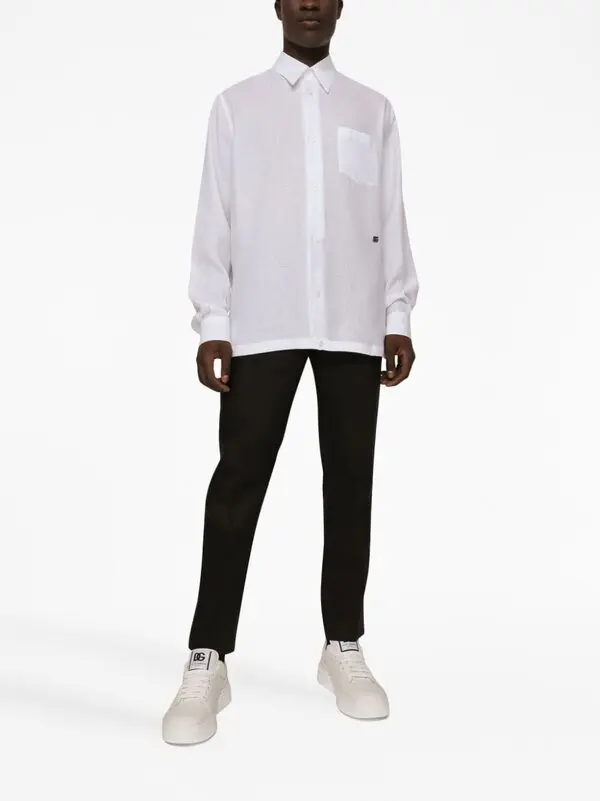 Dolce & Gabbana Long-sleeved Button-up Linen Shirt