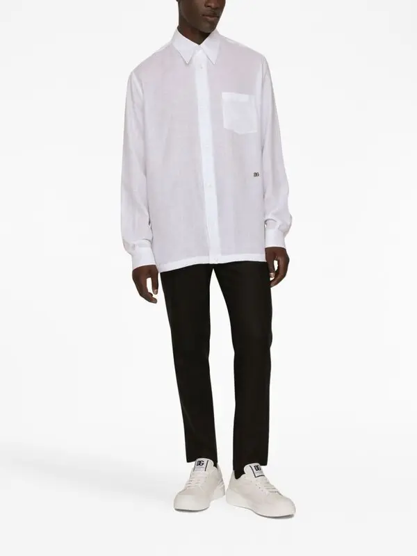 Dolce & Gabbana Long-sleeved Button-up Linen Shirt