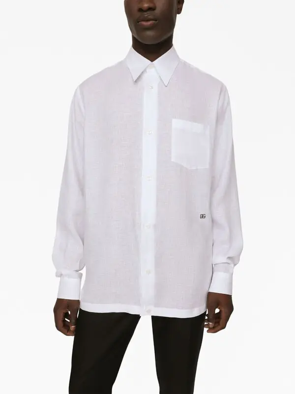 Dolce & Gabbana Long-sleeved Button-up Linen Shirt