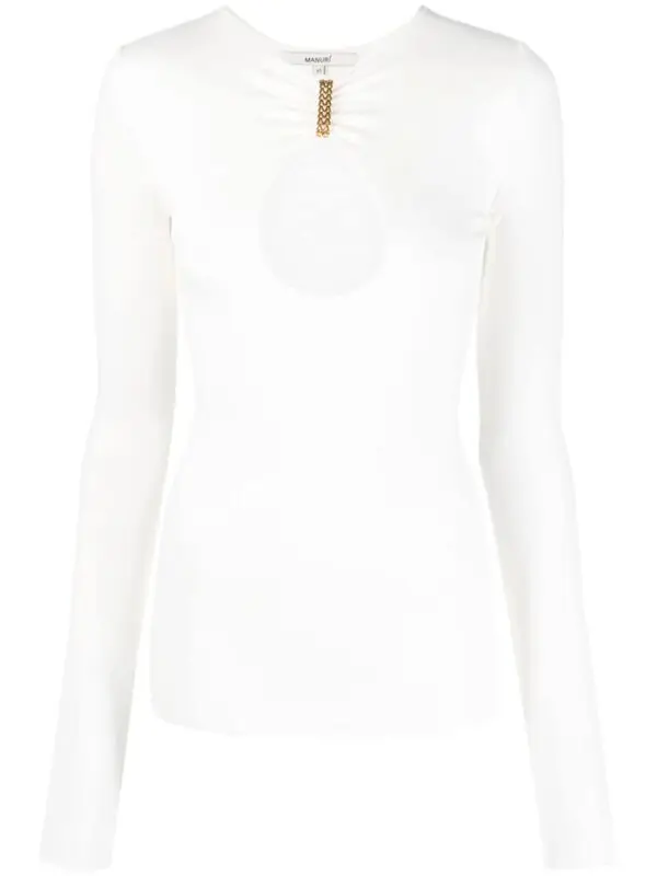 MANURI Cut-out Long-sleeve Top - White