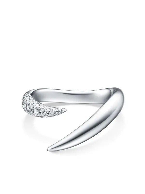 TASAKI 18kt White Gold Diamond Danger Horn Ring - Silver