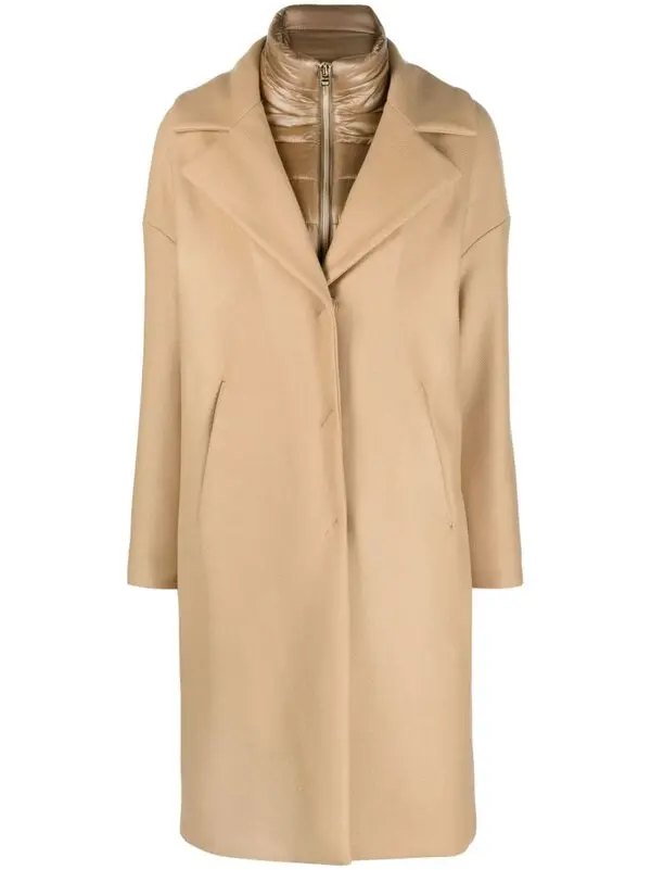 Herno Padded-collar Single-breasted Coat - Neutrals